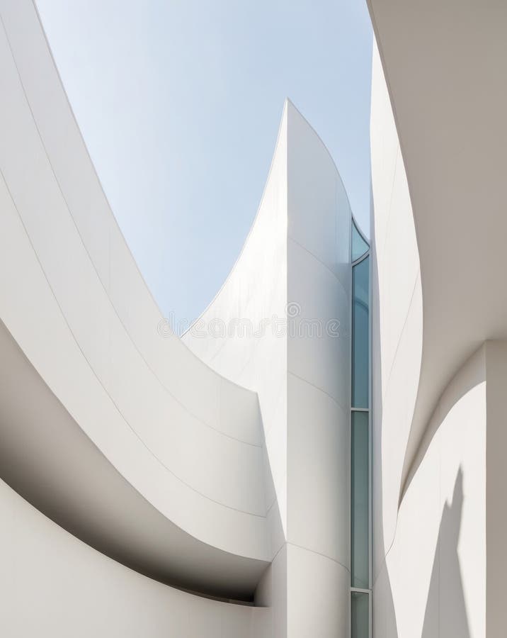 Modern White Architectural Design of a Building with Fluid Lines. Stock ...