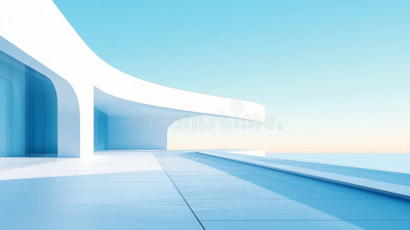 Modern White Architectural Design by the Ocean Stock Illustration ...