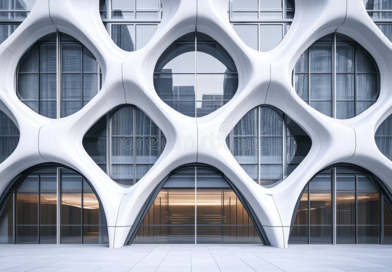 Modern White Architectural Facade with Organic Geometric Pattern and ...