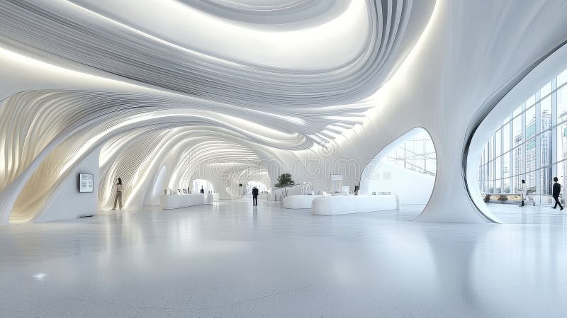 Modern White Architectural Interior Design Luxurious Lobby Space with ...