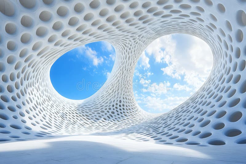 Modern White Architecture Interior Design Skylight Perforated Walls ...