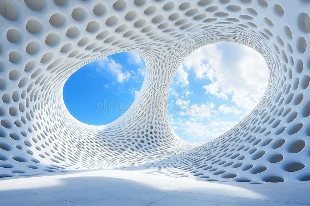 Modern White Architecture Interior Design Skylight Perforated Walls ...