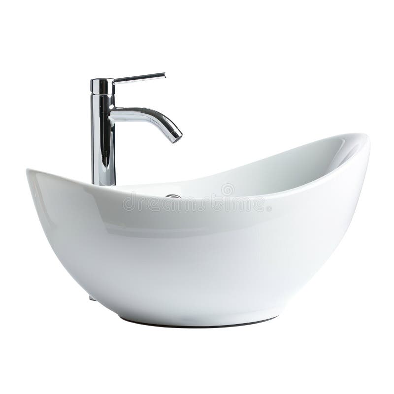 Modern White Basin with Chrome Faucet Side View Stock Image ...