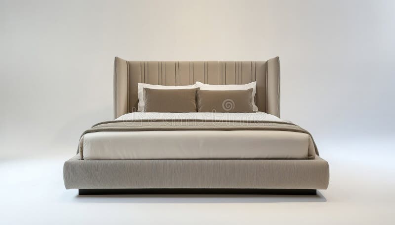 Modern White Bed with a Front View Stock Image - Image of relaxation ...