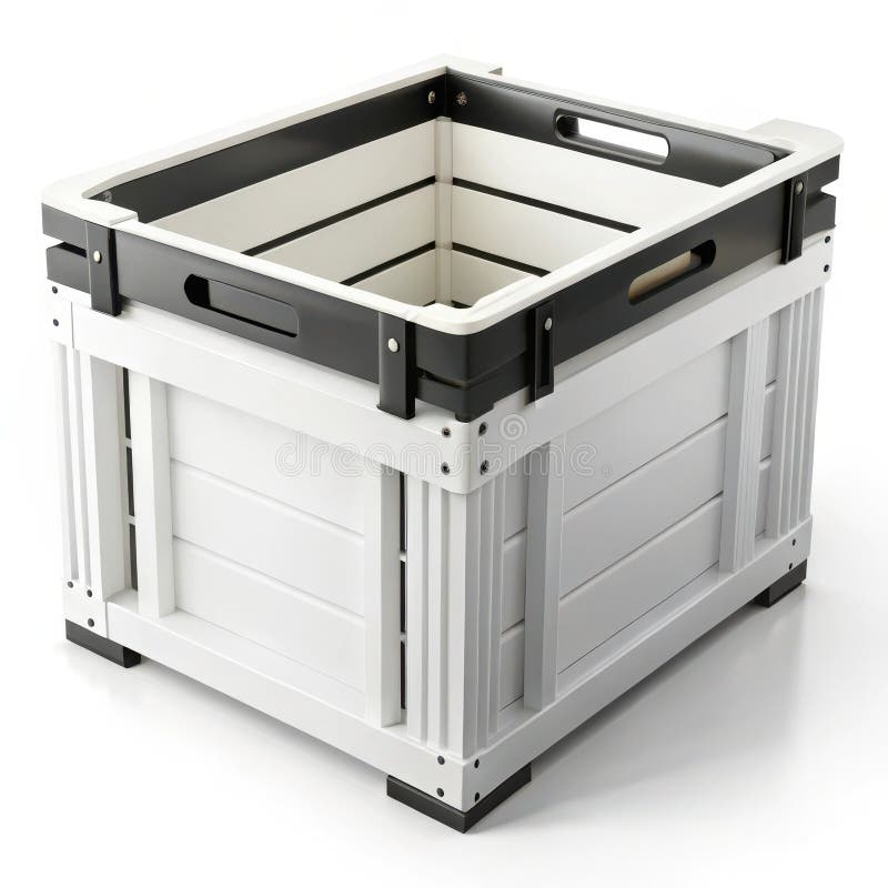 Modern White and Black Decorative Storage Crate Empty on White ...