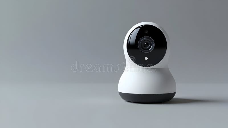 Modern White and Black Home Security Camera on a Minimalistic ...