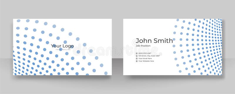 Modern White Blue Dot Technology Business Card Design Template with ...