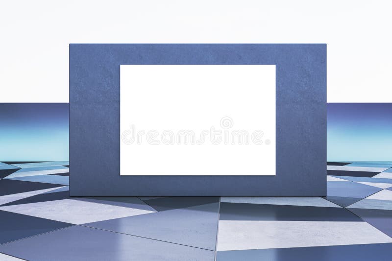 Modern White and Geometric Gallery Interior with Empty Mock Up ...