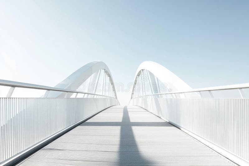A Modern White Bridge with a Clear Sky, Emphasizing Minimalism and ...