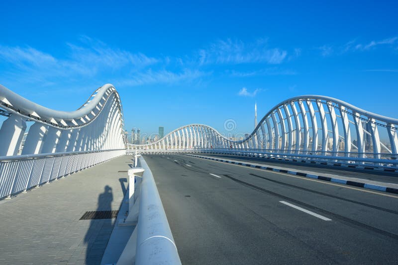 Modern White Bridge in Dubai Stock Image - Image of abstract, urban ...