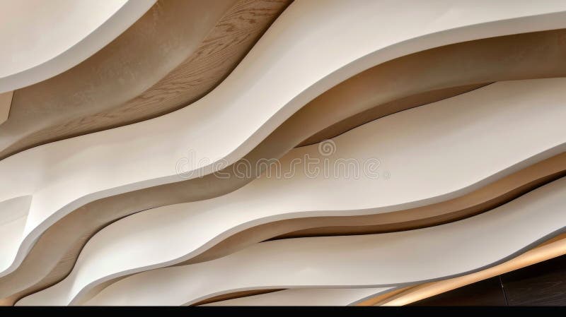 Modern White and Brown Wavy Ceiling in a Contemporary Building Stock ...