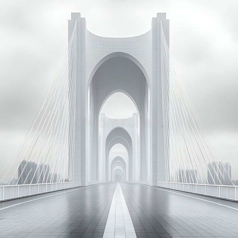 Modern White Cable Stayed Bridge Architecture Design Cityscape View ...