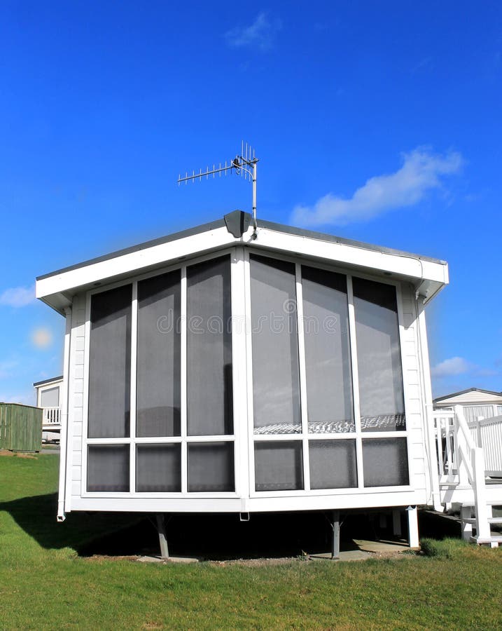 Exterior of Modern Static Caravan Stock Image - Image of blue, english ...