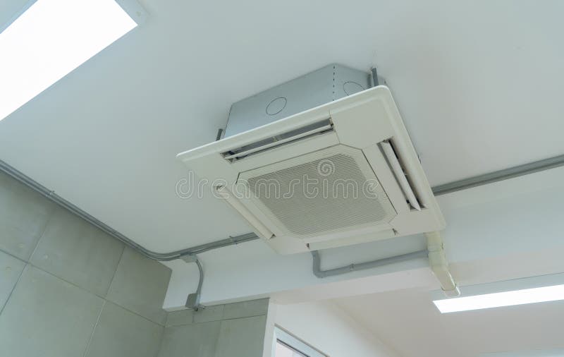 Modern White Ceiling Mounted Cassette Type Air Conditioner in Office ...