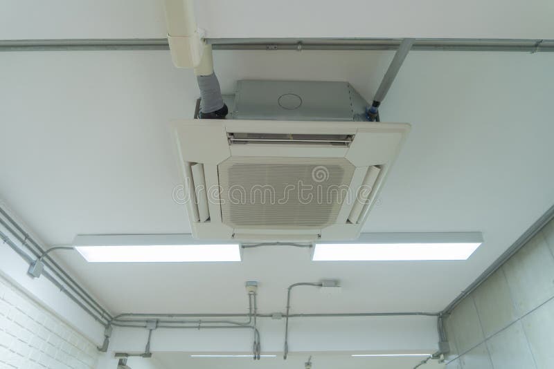 Modern White Ceiling Mounted Cassette Type Air Conditioner in Office ...