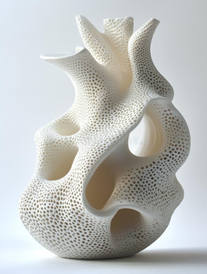 A Modern White Ceramic Sculpture with Intricate Texture Mapping ...