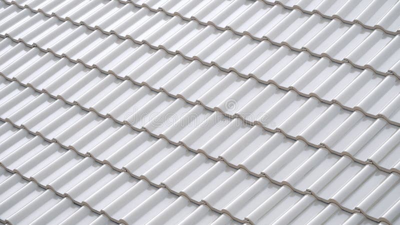 Modern White Ceramic Tile Roof with Light Reflection on Surface in ...