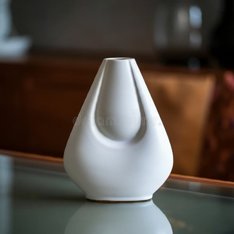 A Modern, White Ceramic Vase with a Unique, Triangular Shape and Smooth ...