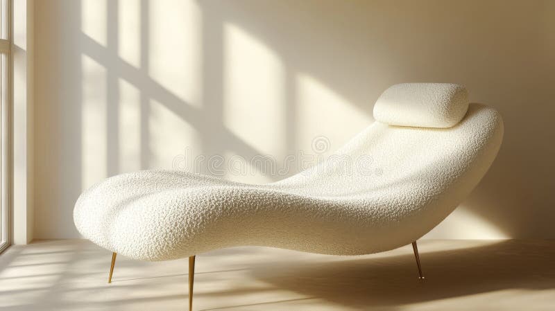 A Modern White Chaise Lounge is Set Against a Minimalist Background in ...