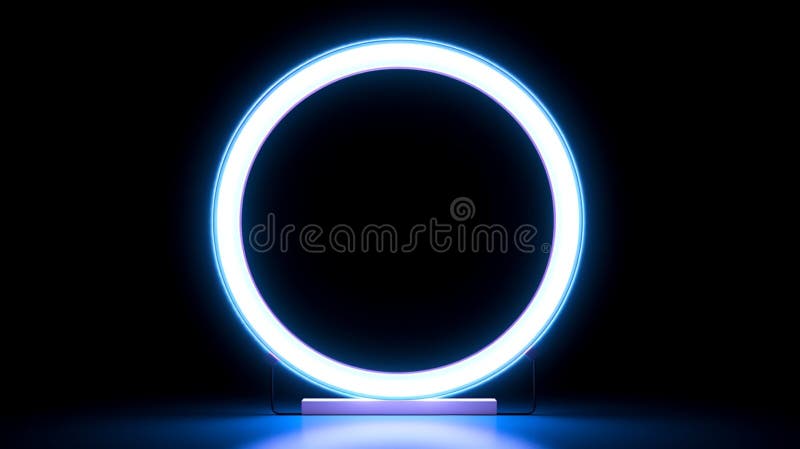 Modern White Circle Neon Light with Negative Space Stock Illustration ...