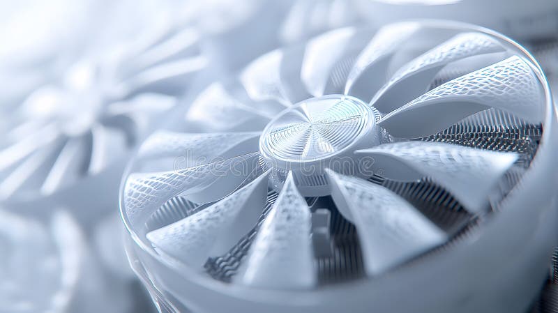 Modern White Computer GPU Cooling Fans Show Detailed Graphics Card ...