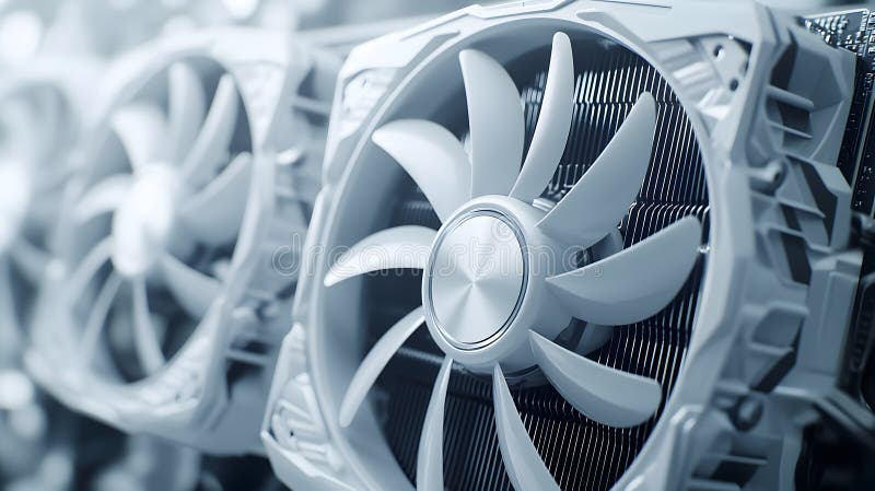 Modern White Computer GPU Cooling Fans Showcase Detailed Graphics Card ...