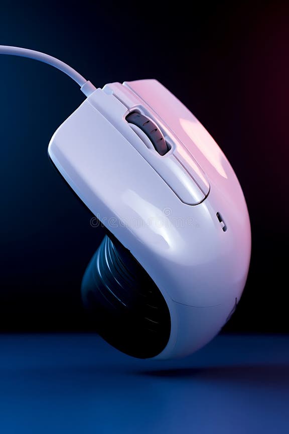Modern White Computer Mouse with Scroll Wheel and Cable Stock ...