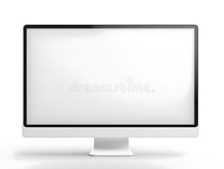 Modern White Computer Screen Display Mockup Stock Illustration ...