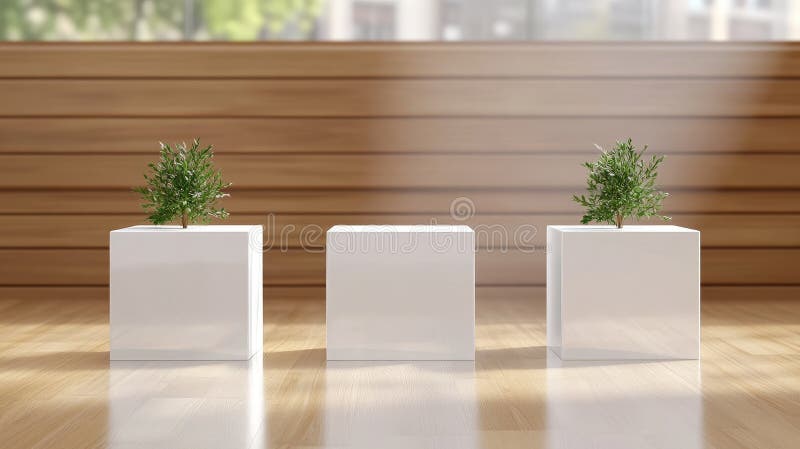 Modern White Cube Display for Product Showcasing Three Minimalist White ...