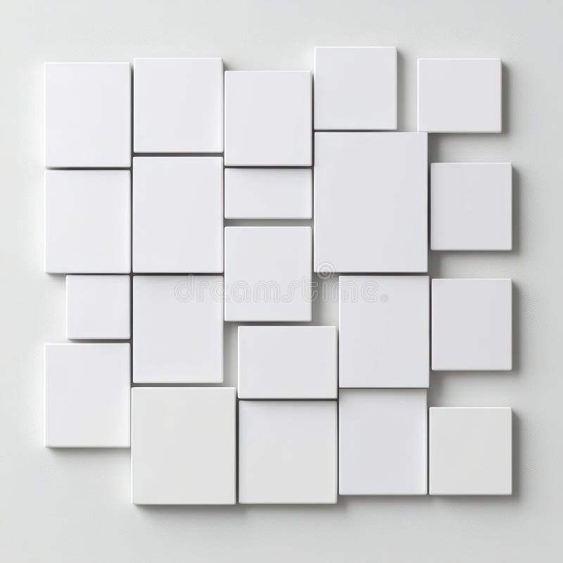 Modern White Design with Overlapping Square Shapes on Neutral ...
