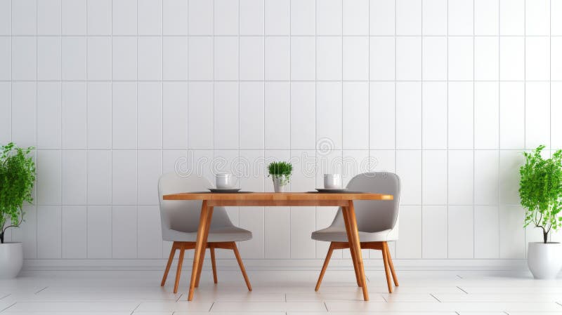 Modern White Dining Table in Stylish Grid Design - 3d Render Stock ...