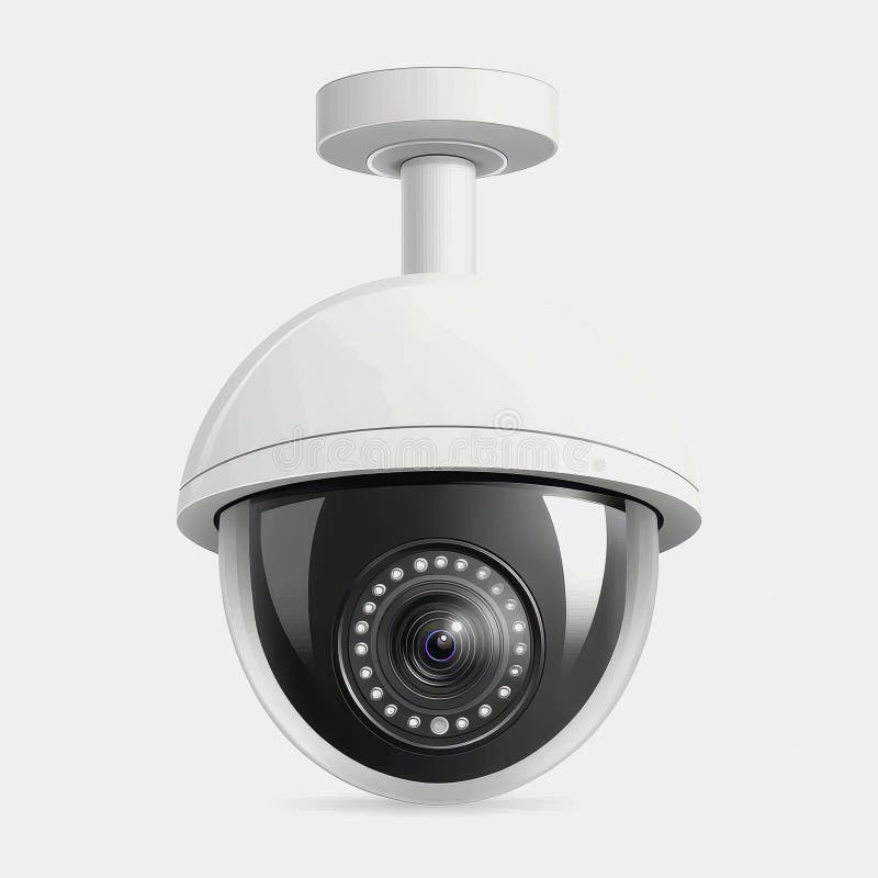 White Dome Security Camera with Modern Design for Surveillance ...