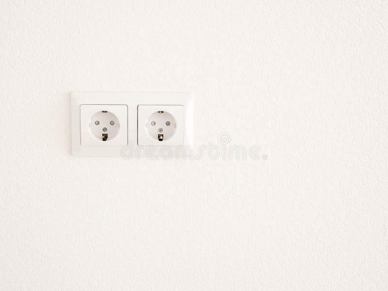 Modern White Double Socket on the Wall. Household Electrical Equipment ...