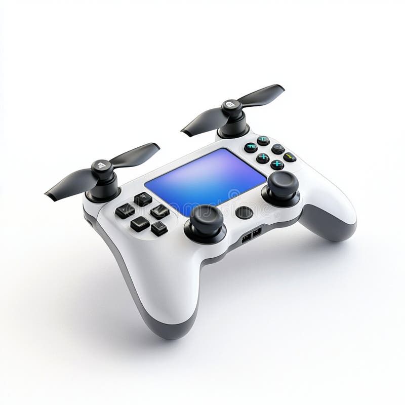 Modern White Drone Controller with Propellers 3D Render Tool Grey ...