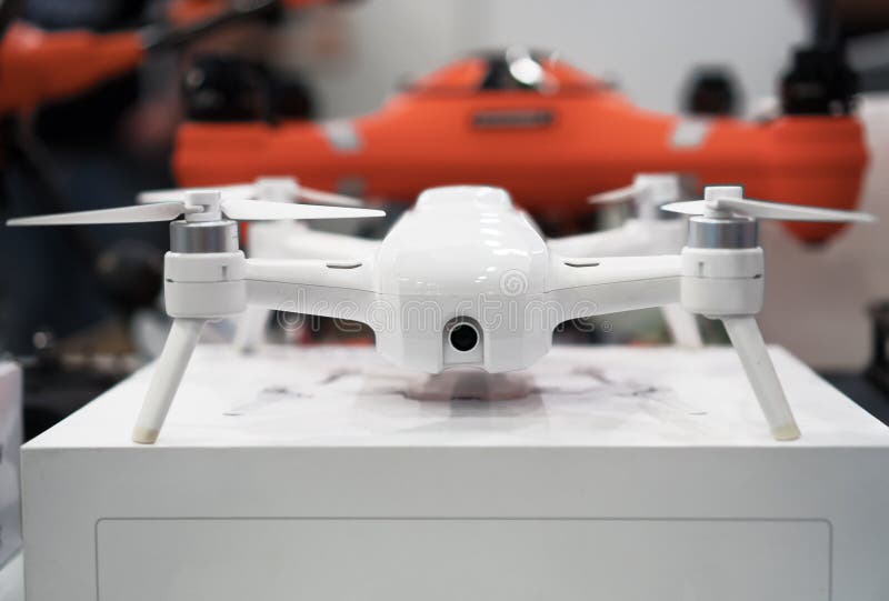 Modern white drone. stock photo. Image of camera, aircraft - 104976046
