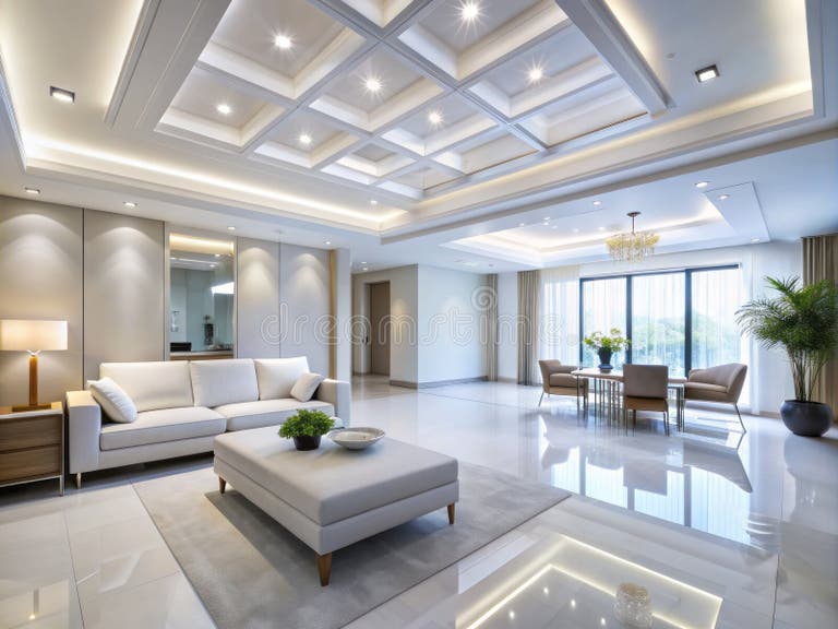 Modern White Drywall Ceiling Design Achieving an Airy and LightFilled ...