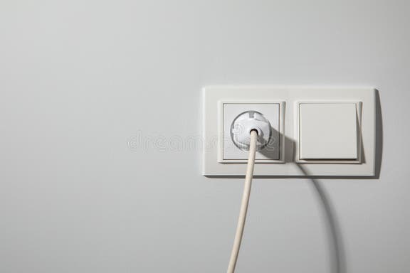 Modern White Electric Socket on a Wall Stock Image - Image of white ...