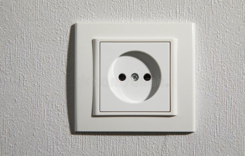 Modern White Electric Socket on a Wall Stock Image - Image of ...
