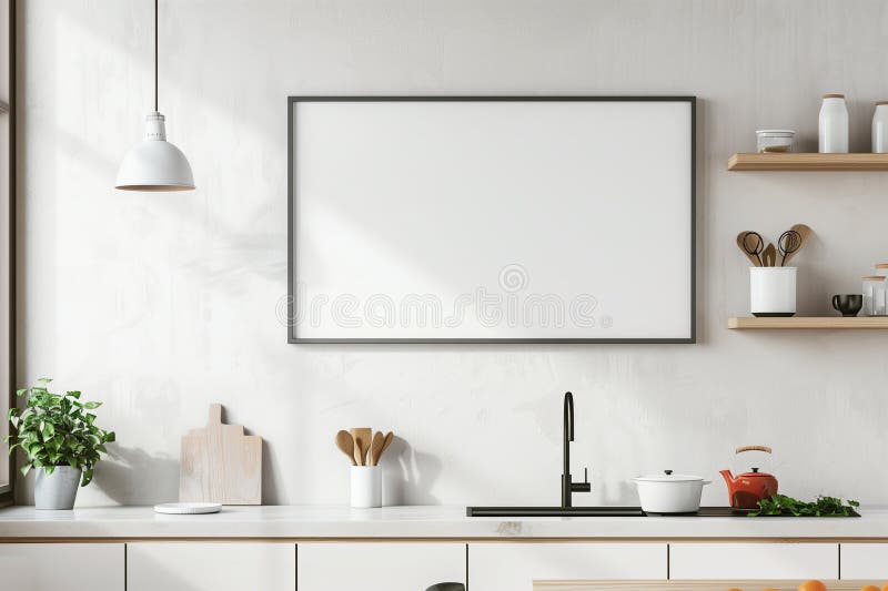 Modern White Empty Design, Interior Room with Mock Blank. Frame and ...