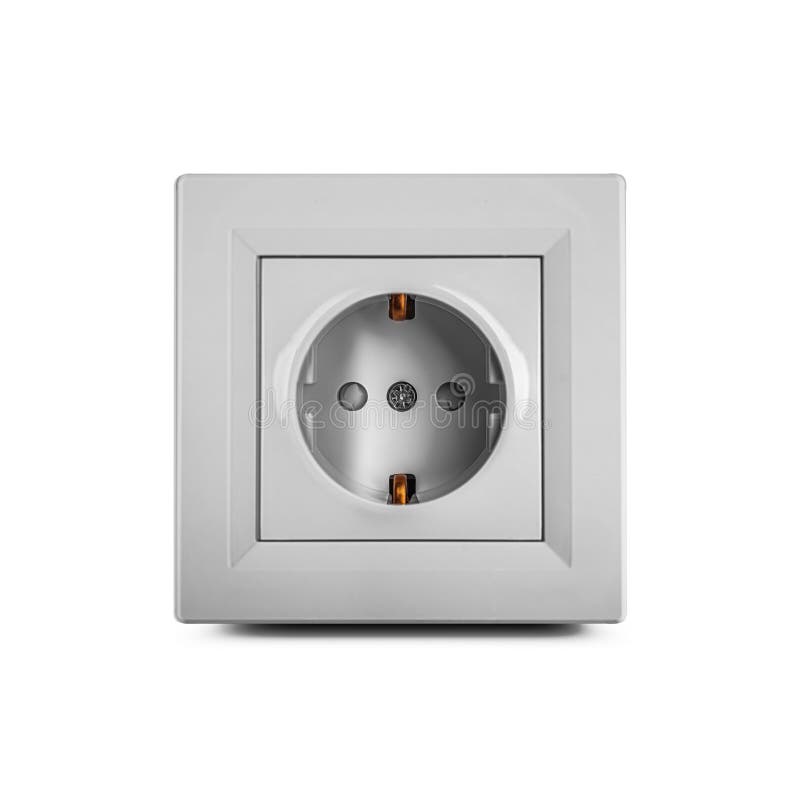 Modern White European Electrical Wall Socket Isolated on a White. Stock ...