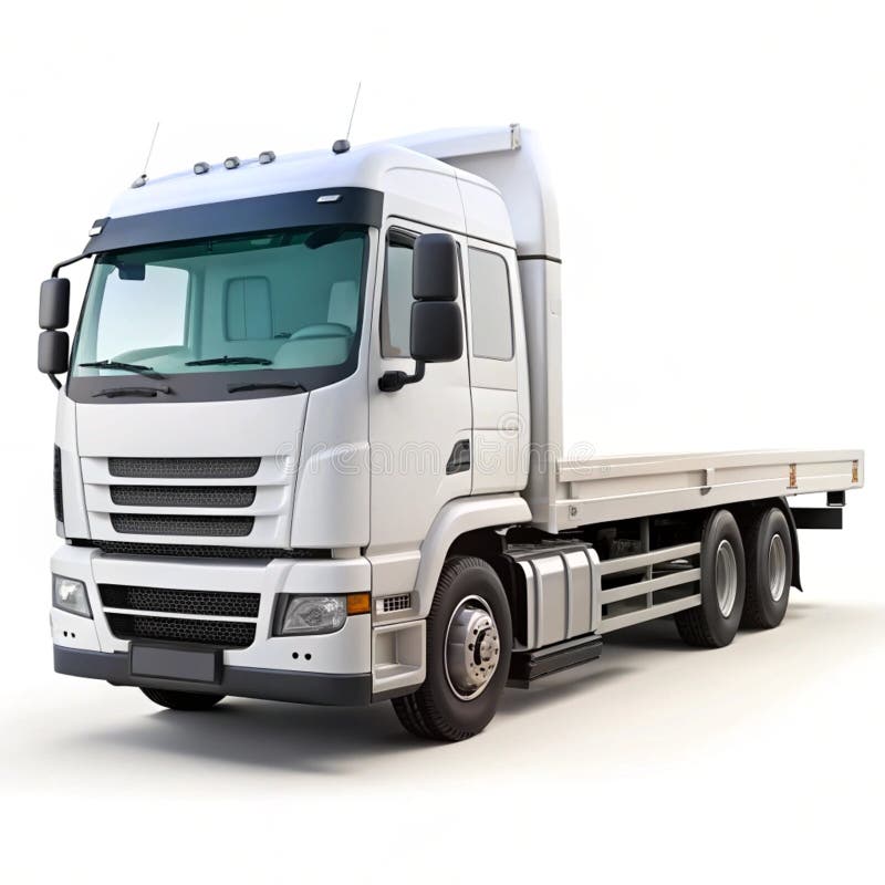 Modern White Flatbed Lorry Isolated Stock Illustration - Illustration ...
