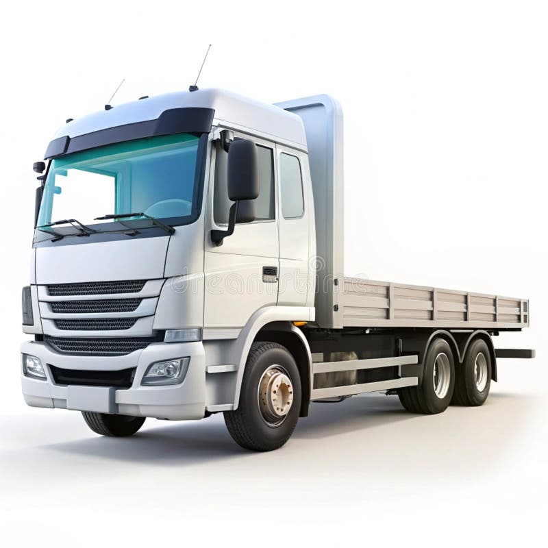 Modern White Flatbed Lorry Isolated Stock Illustration - Illustration ...