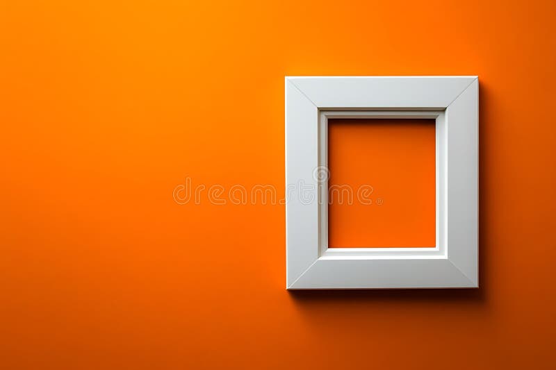 Modern White Frame on Vibrant Orange Background Mockup for Design Stock ...