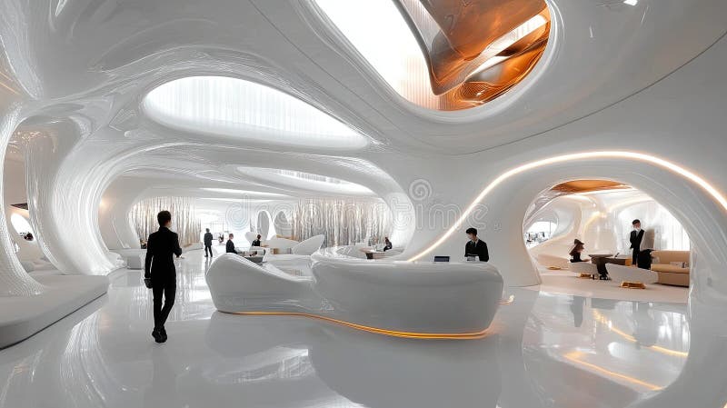 Modern White Futuristic Lobby Interior Design. Concept of Luxury ...
