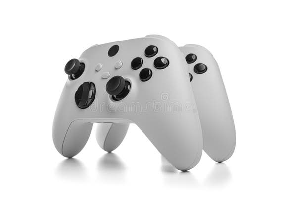 Modern White Gaming Controller with Black Buttons and Joysticks Stock ...