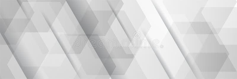 Modern White Gray Abstract Web Banner Background Creative Design With Hexagons Vector Abstract