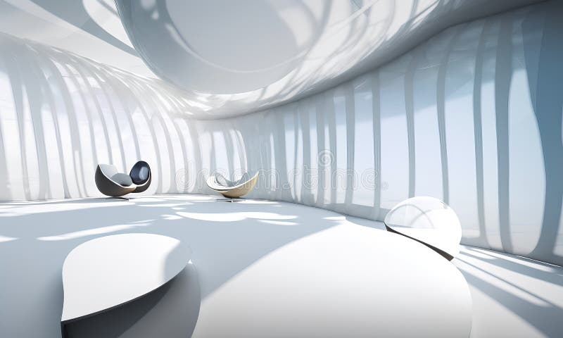 Modern White Gray Empty Space Design with Modern Chairs, Generated by ...