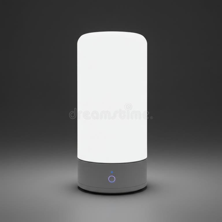 Modern White Gray Table Lamp with Ambient Lighting on Gray Backdrop ...
