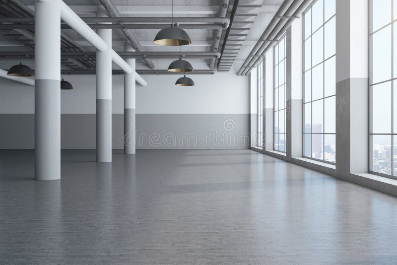 Modern white hall interior stock illustration. Illustration of column ...