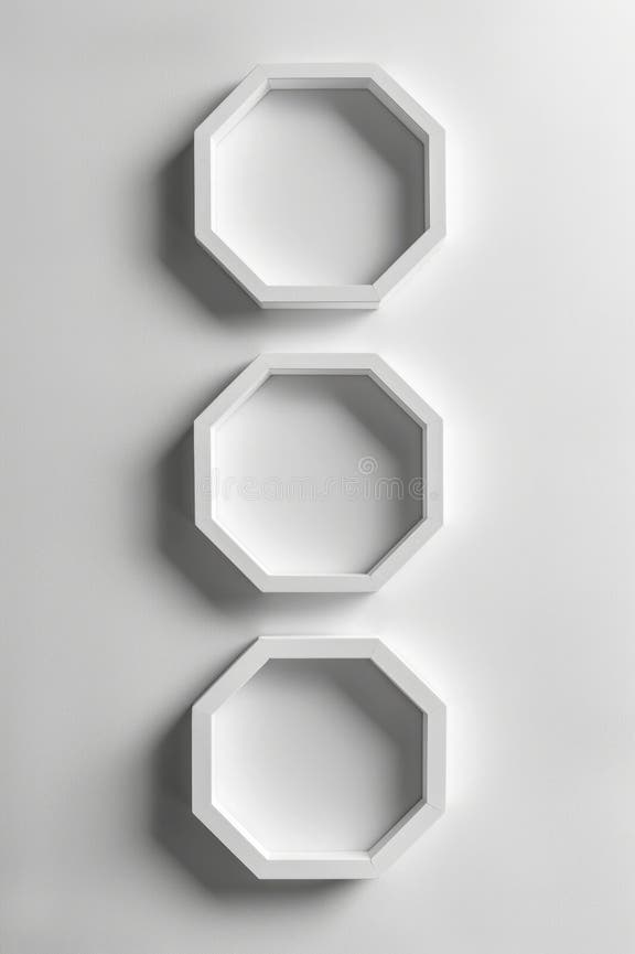 Modern White Hexagon Shelves on a Wall. Ideal for Home Decor Projects ...